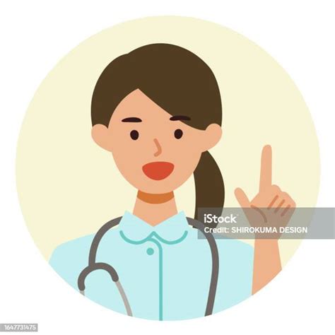 일하는 간호사 여자 건강 관리 개념여자 만화 캐릭터입니다 사람들은 프로필 아바타 및 아이콘에 얼굴을 맞춥니다 여자를 가리키는 이미지를 닫습니다 20 29세에 대한 스톡 벡터