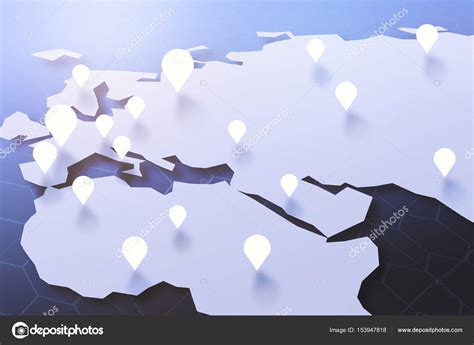 Map With Pointers Navigation Concept D Rendering Stock Photo By Peshkova