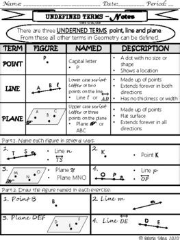 GEOMETRY UNDEFINED TERMS NOTES By Maria Vega Geometry HS TPT