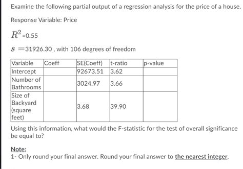 Solved Examine The Following Partial Output Of A Regression Chegg