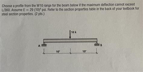 Solved Choose A Profile From The W Range For The Beam Chegg Com
