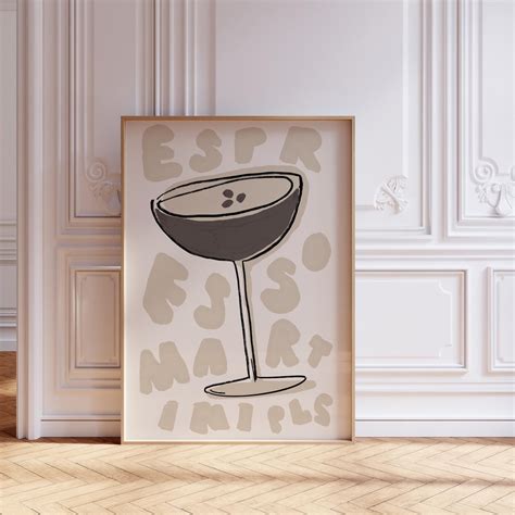 Neutral Espresso Martini Please Print Beige Bar Cart Art Abstract