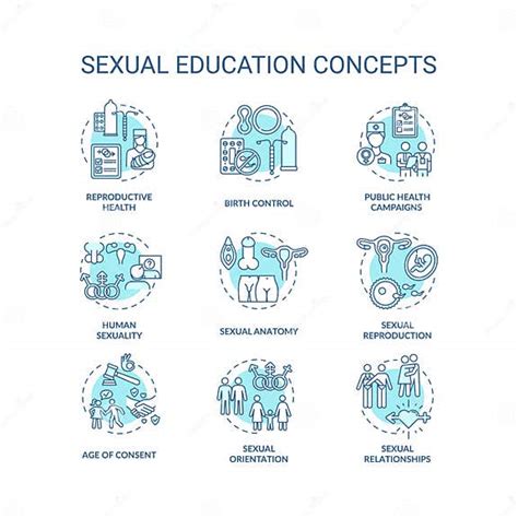 Sexual Education Concept Icons Set Stock Vector Illustration Of