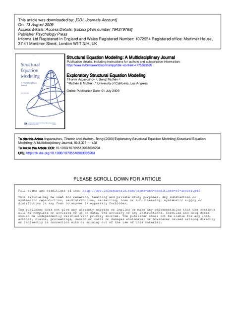 Pdf Exploratory Structural Equation Modeling