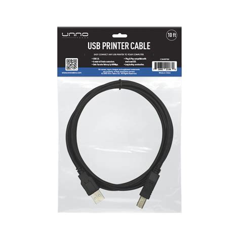 USB PRINTER CABLE 10 FTCB4007BK Unno Tekno