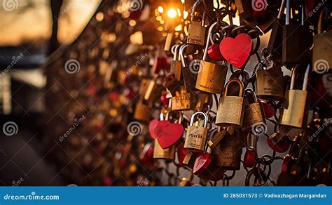 Padlocks Chain Sealing Forever Together Stock Illustration