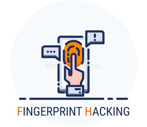 Filled Line Icons Style Hacker Cyber Crime Attack Fingerprint Hacking For Web Design Ui Ux