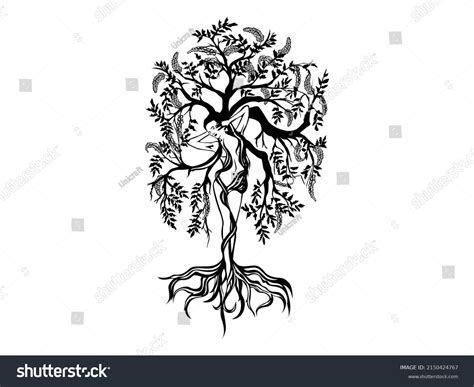 Woman Tree Roots Icon Vector Illustration Stock Vector Royalty Free Shutterstock