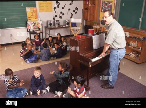 Austin Texas Usa Circa 1998 Male Music Teacher Plays Piano And Sings