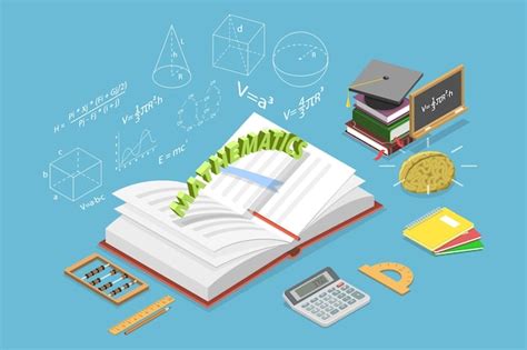 3d 이소메트릭 플래트 터 개념적 수학 일러스트레이션 프리미엄 벡터