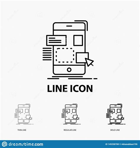 Drag Mobile Design Ui Ux Icon In Thin Regular And Bold Line Style Vector Illustration