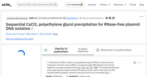 Sequential Cacl2 Polyethylene Glycol Precipitation For Rnase Free Plasmid Dna Isolation