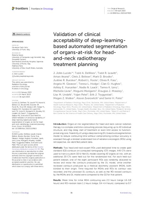 Pdf Validation Of Clinical Acceptability Of Deep Learning Based Automated Segmentation Of