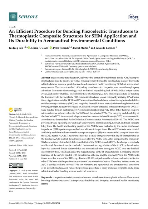Pdf An Efficient Procedure For Bonding Piezoelectric Transducers To Thermoplastic Composite