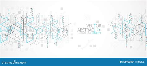 Vector Illustration Digital Binary Technology And Engineering Background Stock Vector