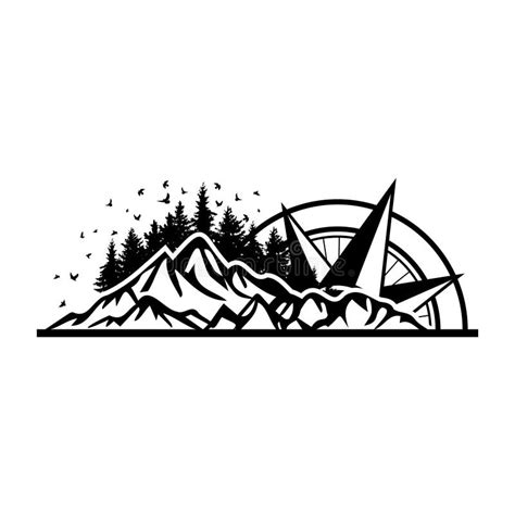 Mountains And Compass Logo Stock Vector Illustration Of Medieval