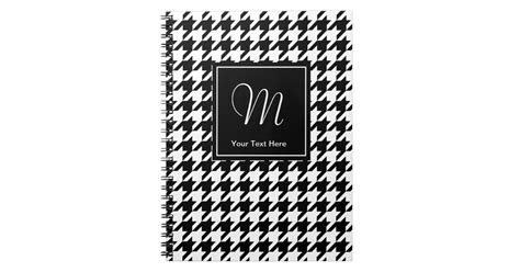 Houndstooth Pattern Notebook With Custom Monogram Zazzle