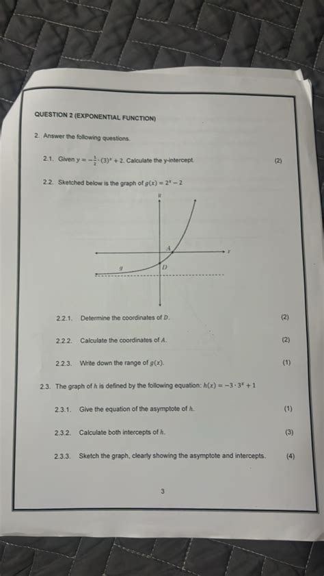 Question 2 Exponential Function 2 Answer The Following Questions 2