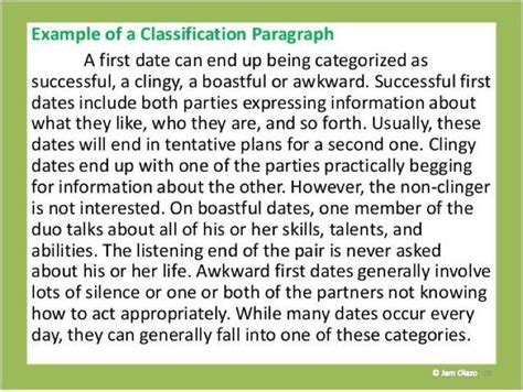 write a classification explanation enumeration or time order paragraph