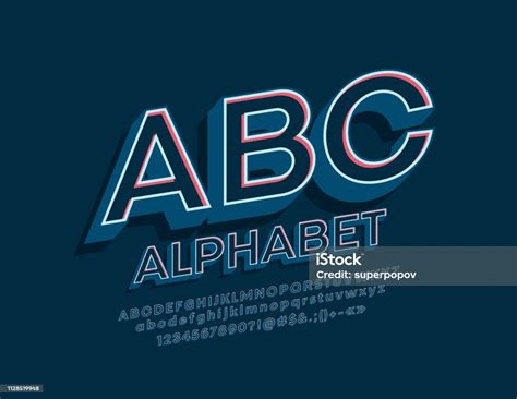 벡터 복고풍 스타일 3d 알파벳 문자 숫자 및 기호 3차원 형태에 대한 스톡 벡터 아트 및 기타 이미지 3차원 형태 개념 개념과 주제 Istock