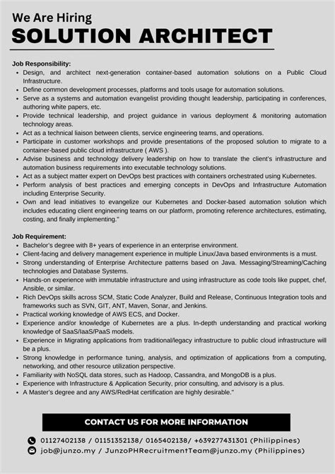 Junzo Sdn Bhd Recruitment Team On Linkedin Solutionarchitect Solutions Architects