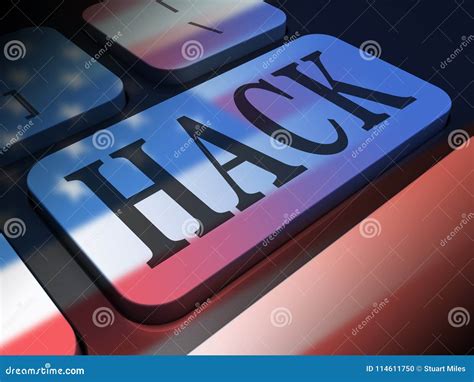 Hack Keyboard Key Shows Russian Hacking 3d Illustration Stock