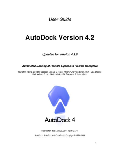 Autodock4 2 6 Userguide Pdf Pdf Docking Molecular Force Field Chemistry