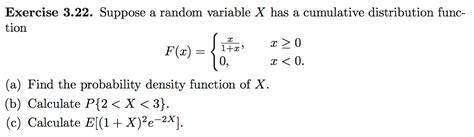 Solved Suppose A Random Variable X Has A Cumulative