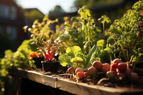 Premium Ai Image Urban Rooftop Vegetable Farm