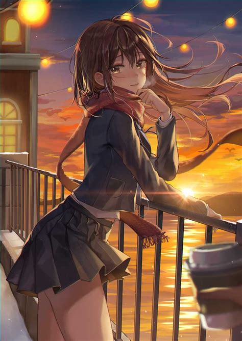 待ちました Jian的女高中生插画图片 Bobopic