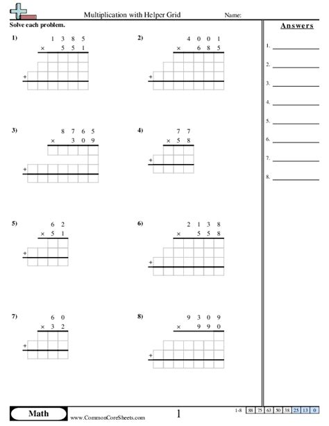 Grid Multiplication Multiplication By Worksheets Library