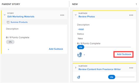 Add A Subtask To An Existing Story On The Scrum Board Adobe Workfront