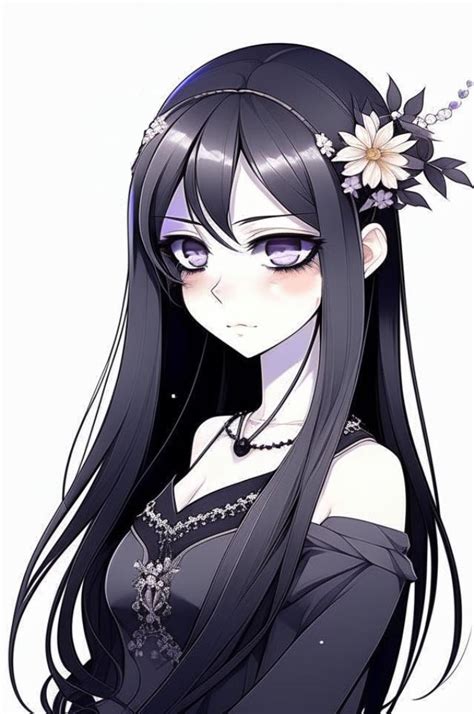 Иллюстрация аниме девушка гот на белом фоне в стиле анимационный