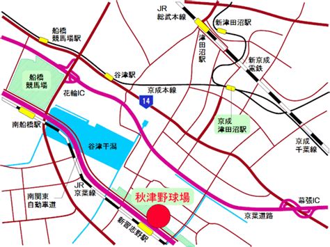 試合会場のご案内 千葉県習志野市秋津野球場日立ソフトボール部