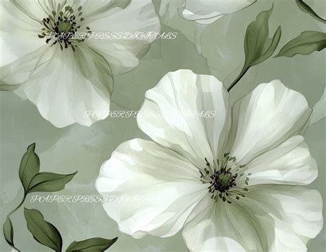 Beautiful Sage Green Floral Wallpaper Journal Pages Etsy
