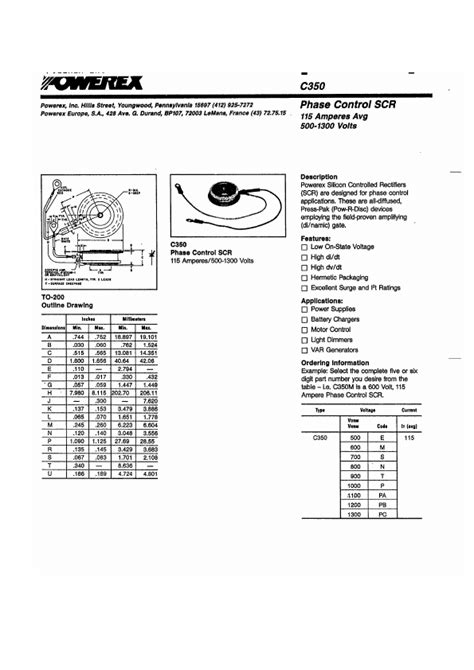 C350 Datasheet Powerex Power Semiconductors