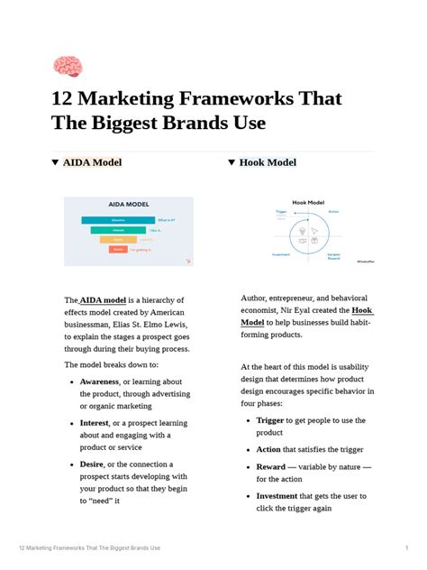12 Marketing Frameworks That The Biggest Brands Use Pdf Marketing Swot Analysis