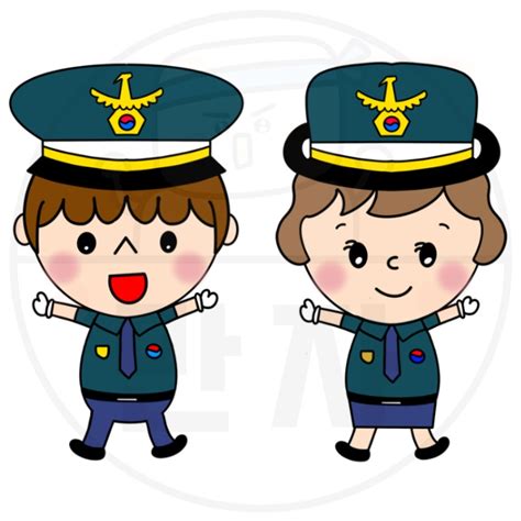컷도안 경찰관 남녀 만자디자인