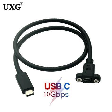 Usb Type C Male To Female Extension Cable With Panel Mount Screwusb C Female To Usbc Male