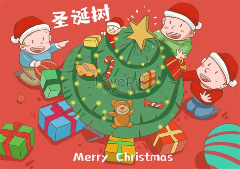 크리스마스 트리 어린이 그림 일러스트 무료 다운로드 Lovepik