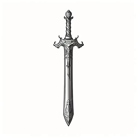 Premium Photo Medievalinspired Animated Sword In Black And White Drawing
