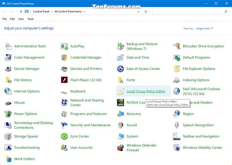 How To Add Local Group Policy Editor To Control Panel In Windows Tutorials