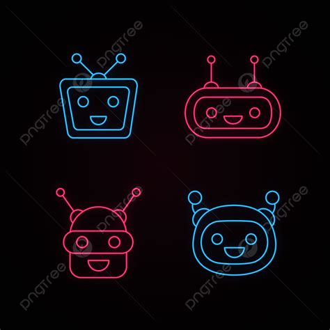 Light Set Vector Design Images Chatbots Neon Light Icons Set
