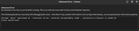 Unknown Error Thread Main Panicked · Issue 49 · Hwittenbornceleste · Github