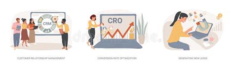 Crm Lead Management Isolated Concept Vector Illustration Set Stock Vector Illustration Of