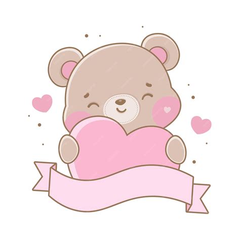 Premium Vector Drawing Of Teddy Bear Holding A Heart Teddy Bear Love