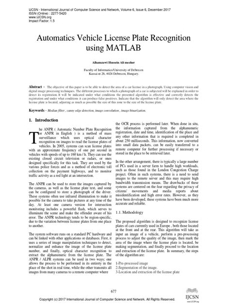 Automatics Vehicle License Plate Recognition Using Matlab Pdf Imaging Computer Vision