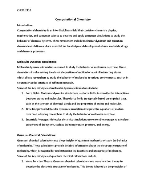 Chem Computational Chemistry Simulations And Quantum Calculations