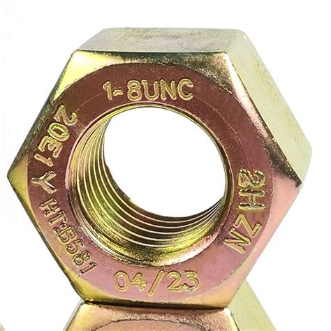 Api 20e Heavy Hex Nuts Bsl 2 1 14 In Yellow Zinc Plated China Topper