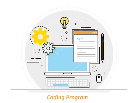 Premium Vector Thin Line Flat Design Concept Of Coding Program
